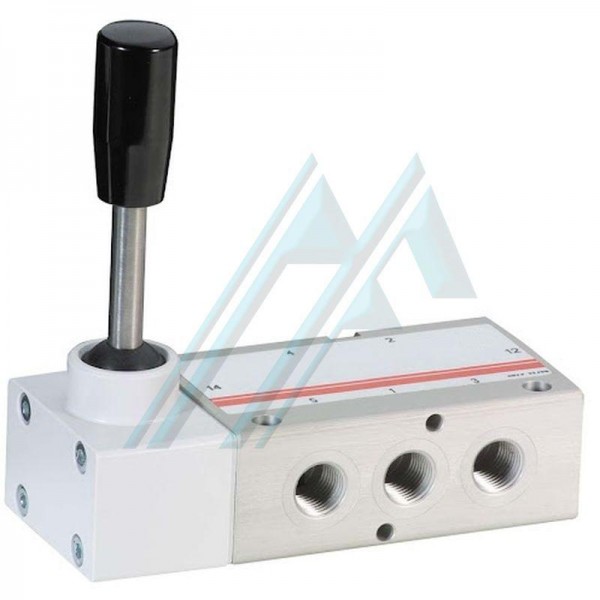 Pneumatic valve 3 positions lever S9-511-E-1/4" - Hidraflex