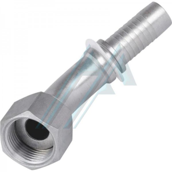 Raccord femelle coudé 45° ORFS à siège plat sur filetage femelle 1" ORFS R1-R2 G-4 pour tuyau Ø ...