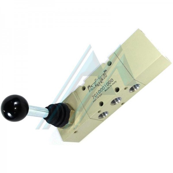 Manual valve for compressed air 90° 5 ways 3 lever positions with ...