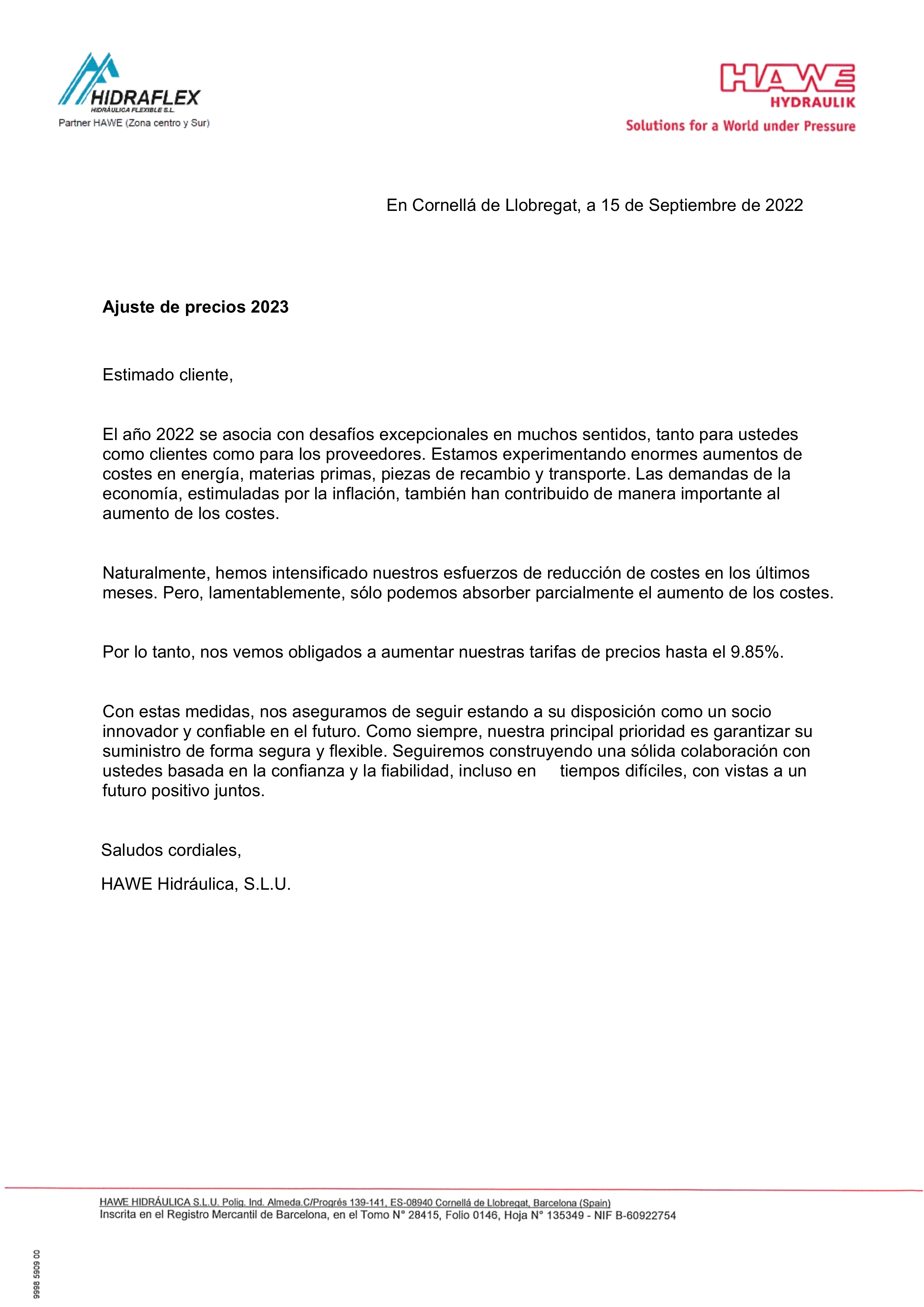 Comunicados Hawe - Hidraflex